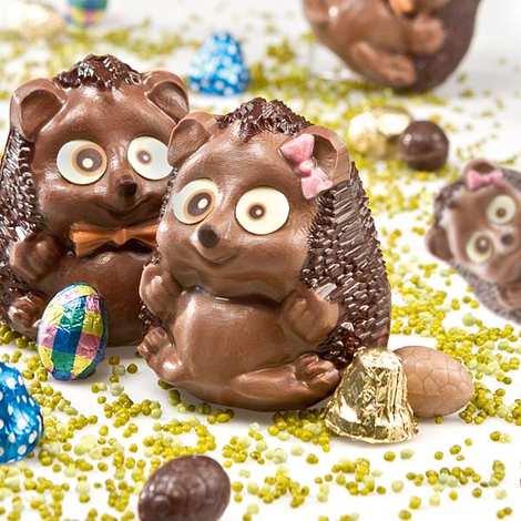 Funny Easter hedgehog in milk chocolate - Mrs - BienManger.com Chocolats
