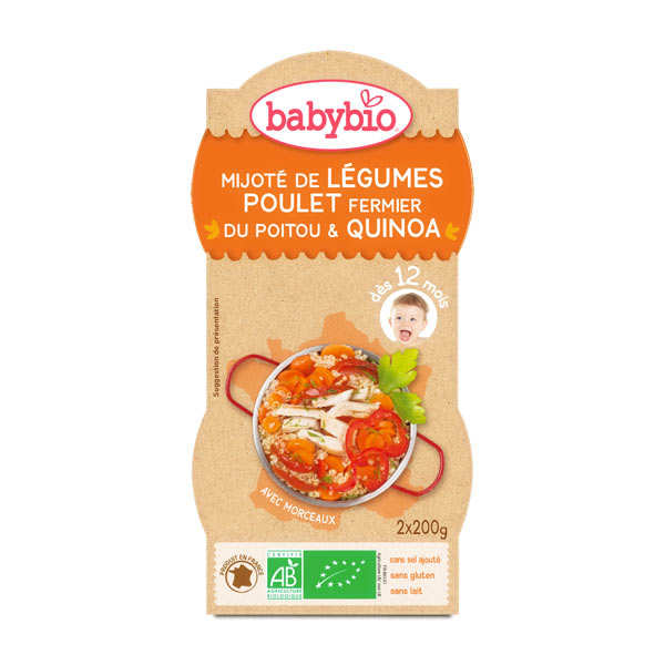 Bols repas bio poulet quinoa, dès 12 mois - Baby Bio