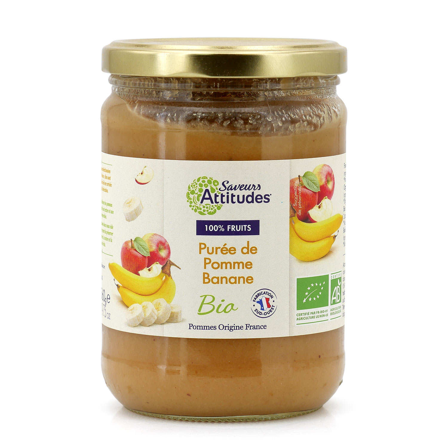 Purée de pomme banane bio - Saveurs et Fruits