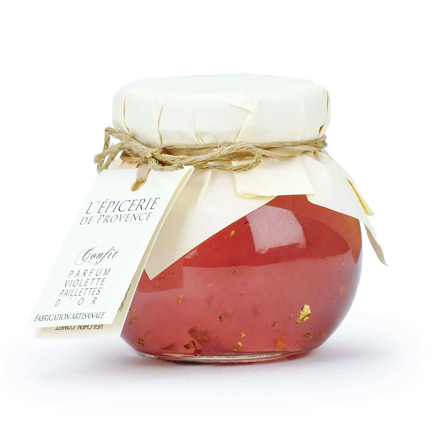 Confit de violette et paillettes d'or