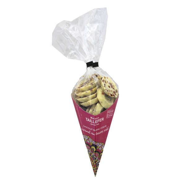 Cornet de chocolat blanc caramel au beurre salé