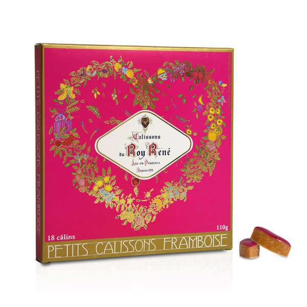 Petits calissons d'Aix Roy René à la framboise - boîte coeur - Le Roy René