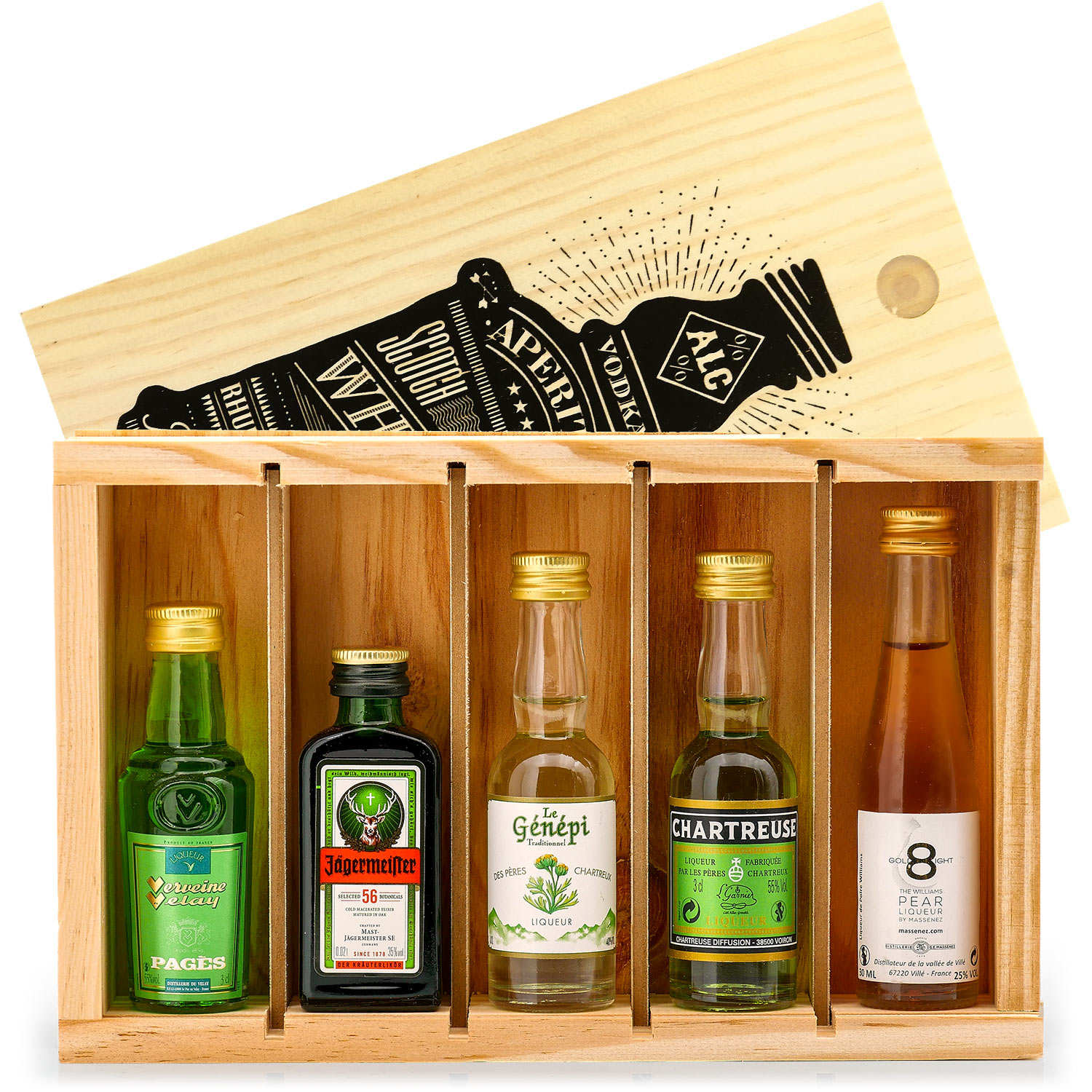 Digestif Spirit Mini Bar Gift Crate - 5 miniatures - BienManger Paniers ...