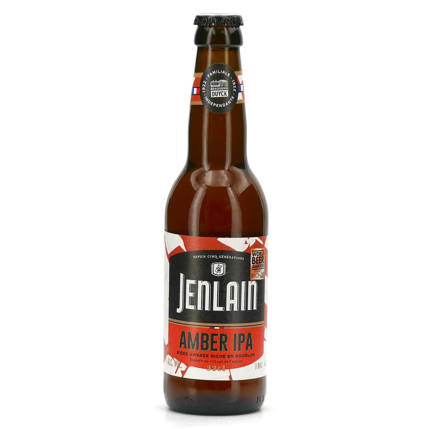 Jenlain Amber IPA - Bière ambrée riche en houblon 7% - Brasserie Duyck ...