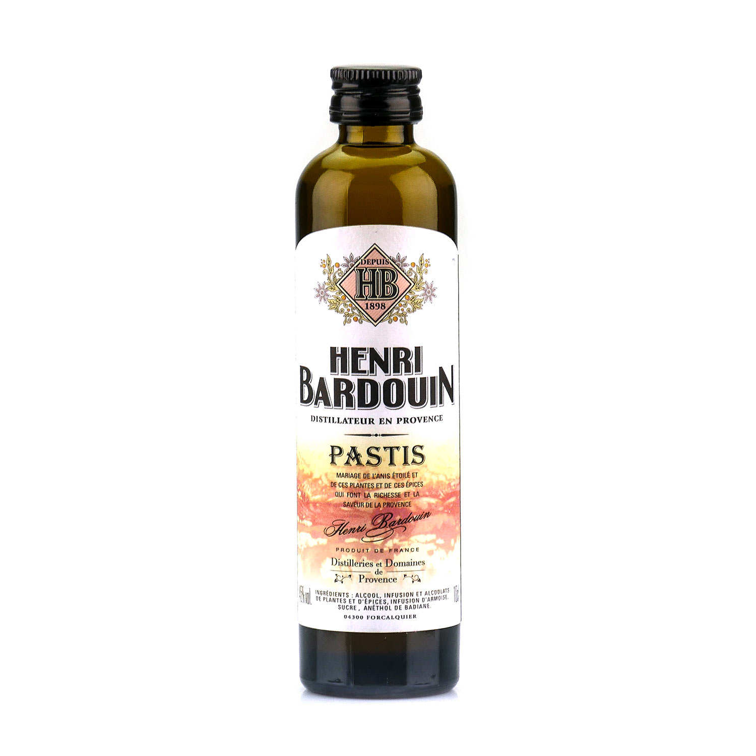 Sample bottle of Henri Bardouin Pastis 45% - Henri Bardouin