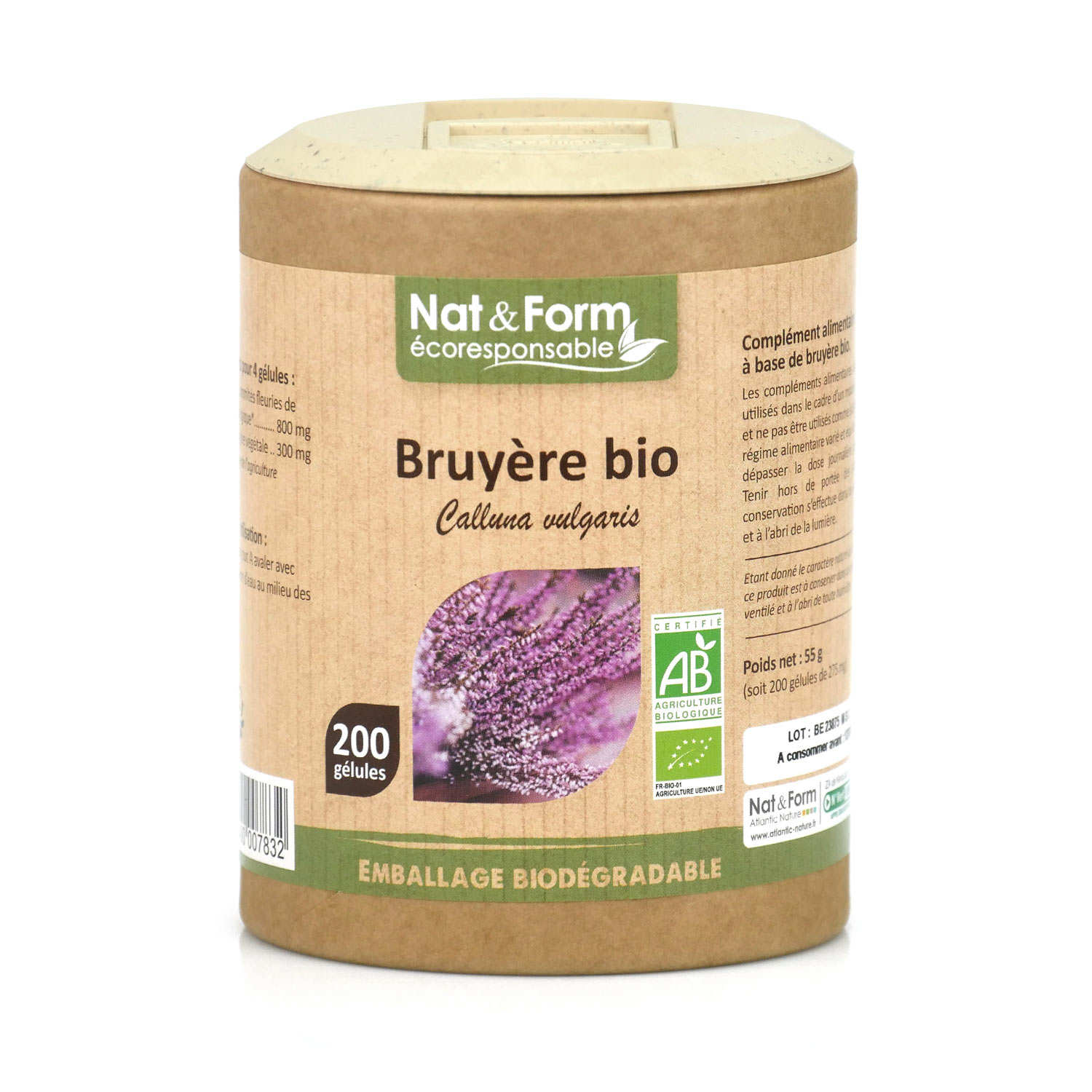 Organic Heather - 200 Capsules of 275mg - Nat&Form