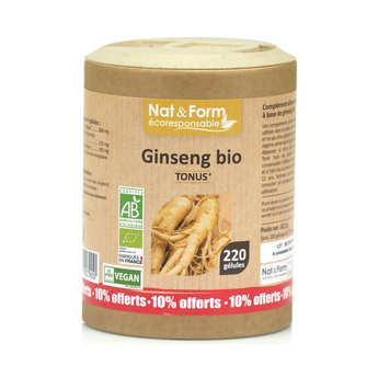Ginseng bio - 200 gélules de 375mg - Nat&Form