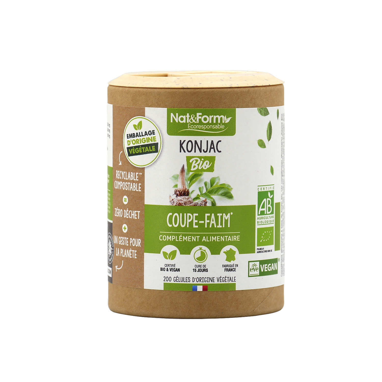 Organic Konjac - 200 Capsules of 435mg - Nat&Form