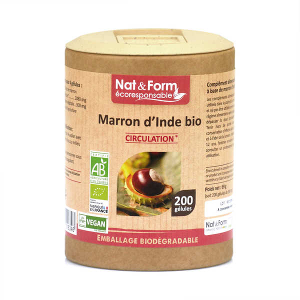 Marron d'Inde bio - 200 gélules de 345mg - Nat&Form