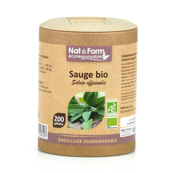 Organic Sage - 200 Capsules of 275mg - Nat&Form