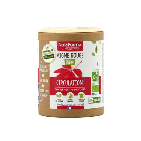 Organic Red Grapevine - 200 Capsules of 325mg - Nat&Form