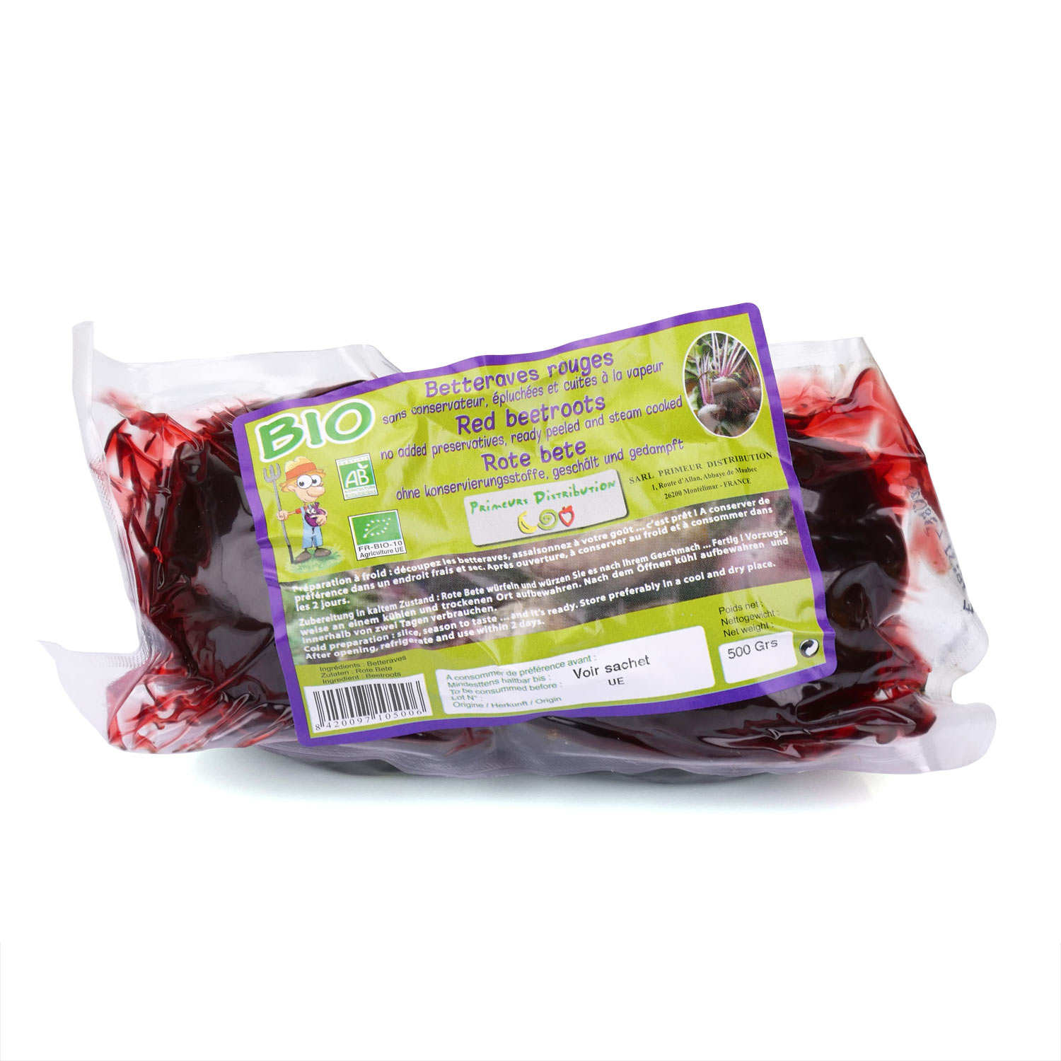 Organic vacuum-packed French beetroot