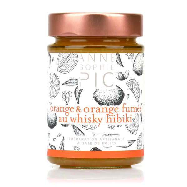 Orange jam and smoked orange with hibiki whiskey