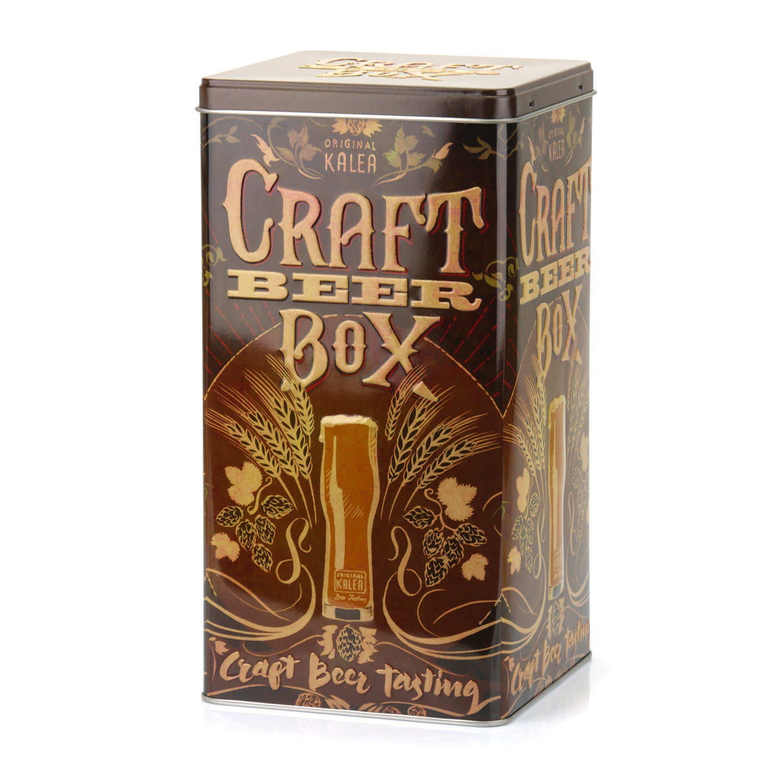 Boite métallique décorée 'Craft Beer" pour 4 bouteilles de bière