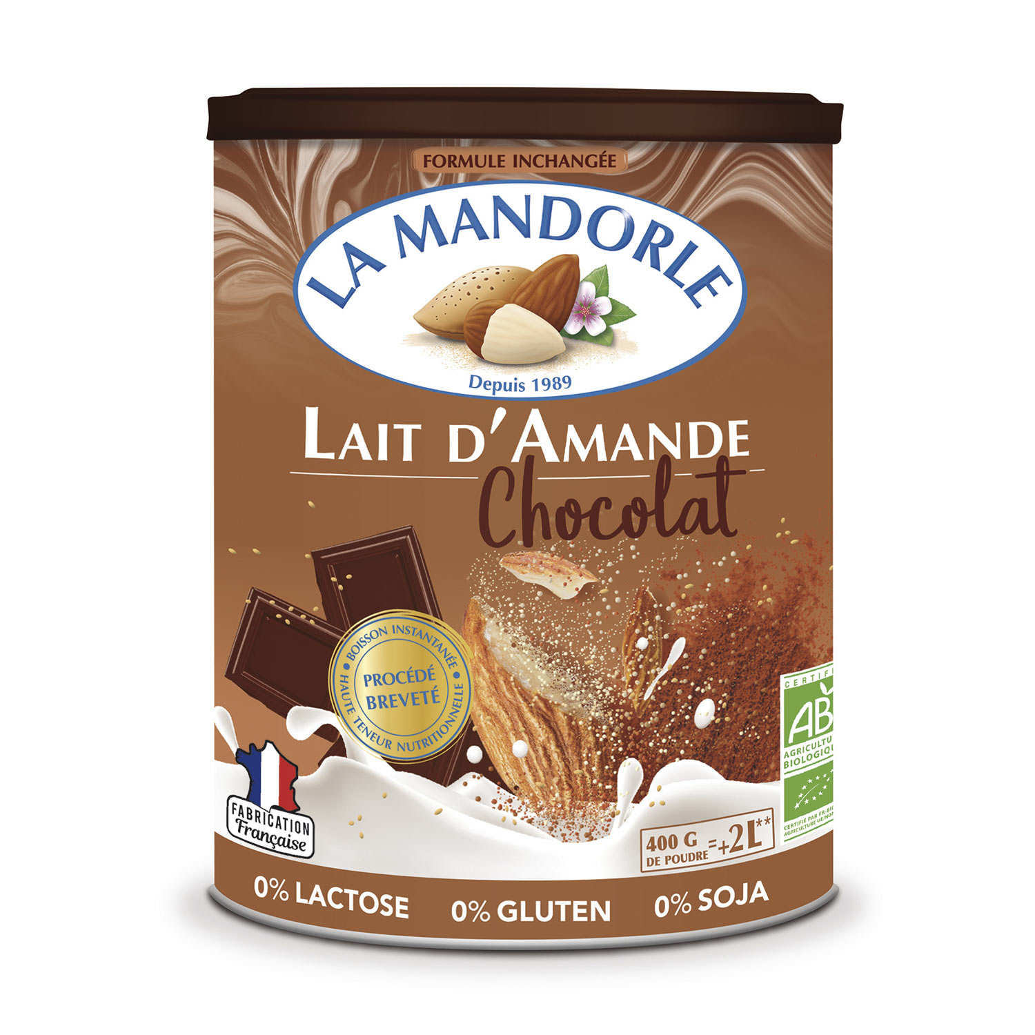 Organic Almond Drink with Chocolate in Powder