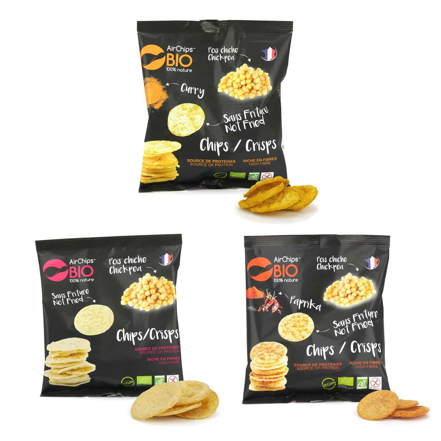 Assortiment de chips de pois chiche Airchips - Airchips™ Bio