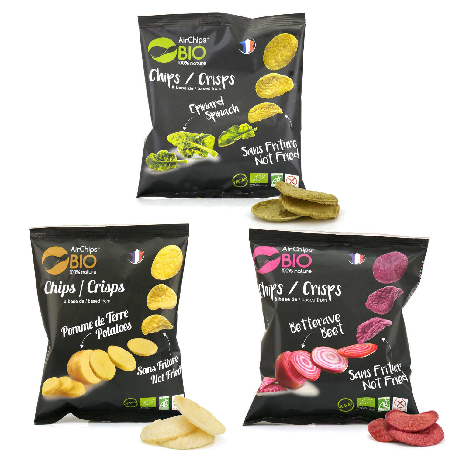 Assortiment de chips bio et végan sans friture Airchips - Airchips™ Bio