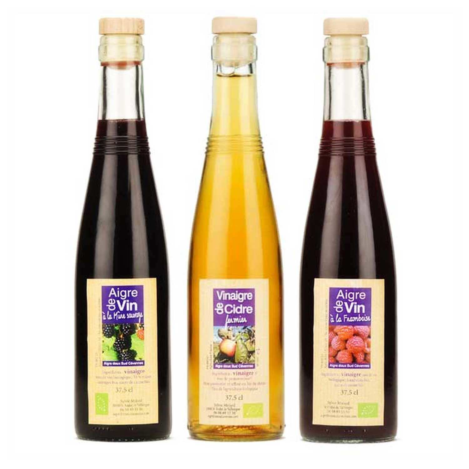 Assortiment de vinaigres artisanaux fruités - Aigre-doux Sud Cévennes