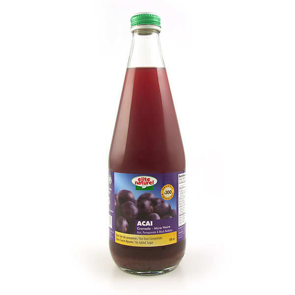 Pur jus d'açaï grenade mûre noire bio