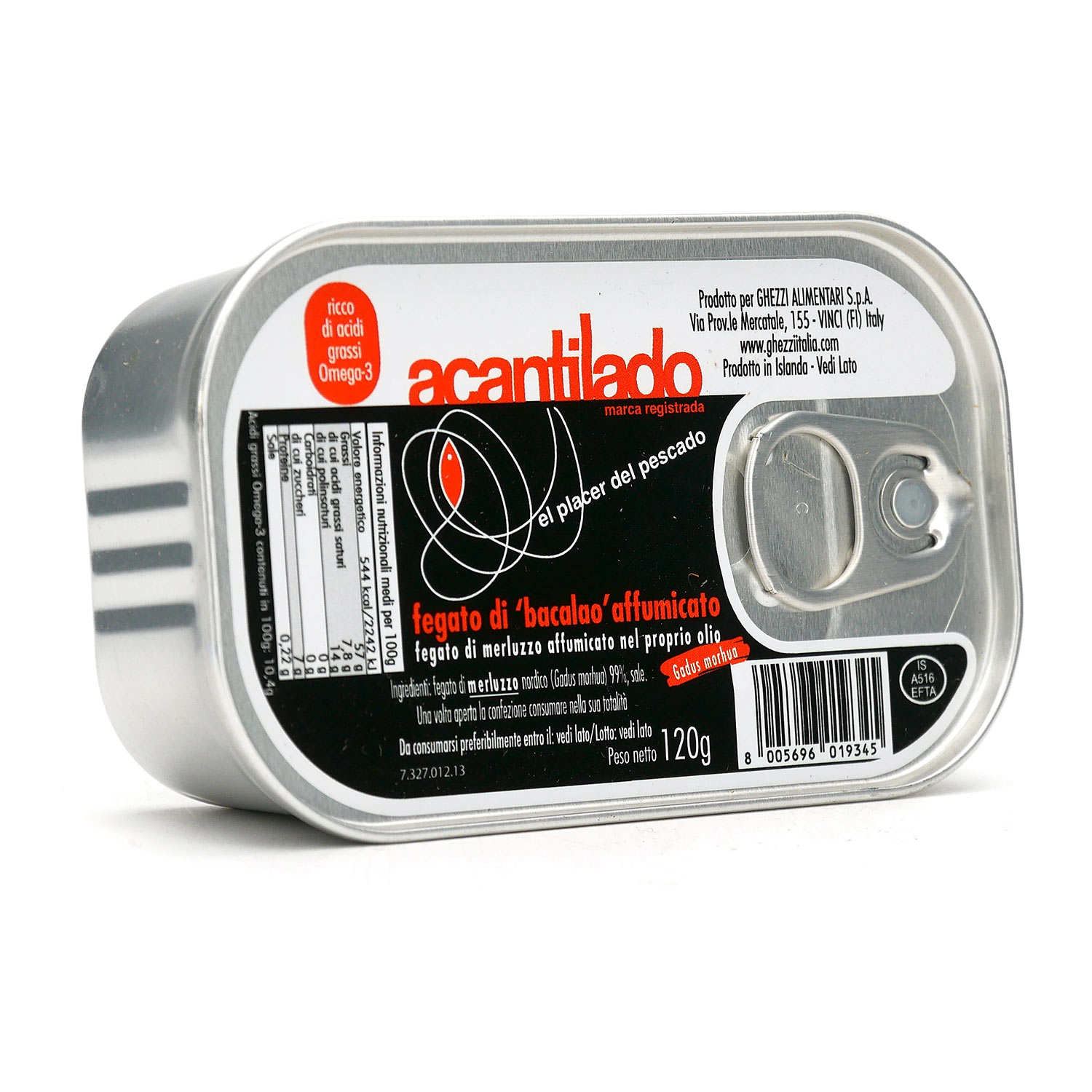 Smoked cod liver in metal box - Ghezzi