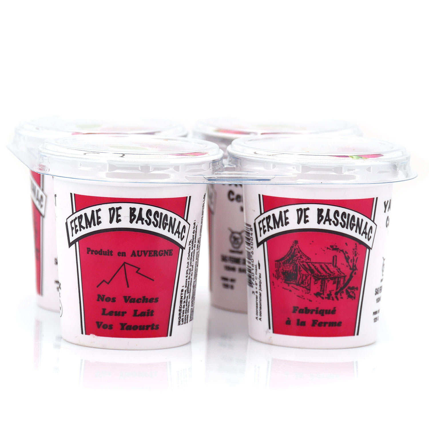 Yaourts fermiers au lait de vache brassés aux cerises - Ferme de Bassignac