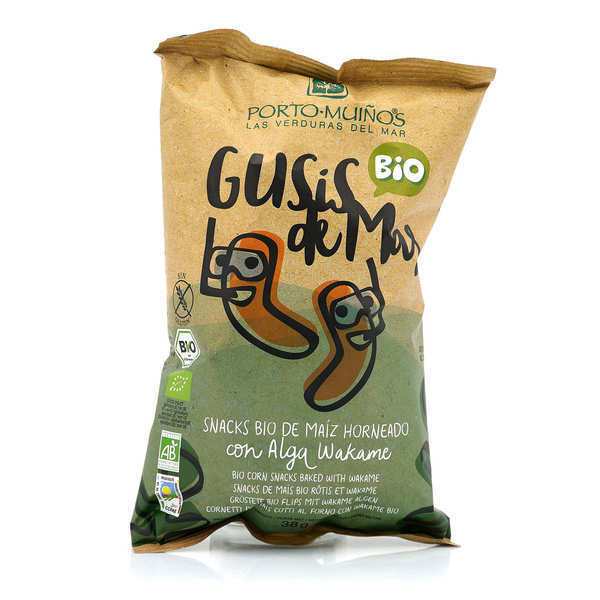 Organic corn snacks baked with wakame eaweed - Gusis de Mar - Porto Muinos