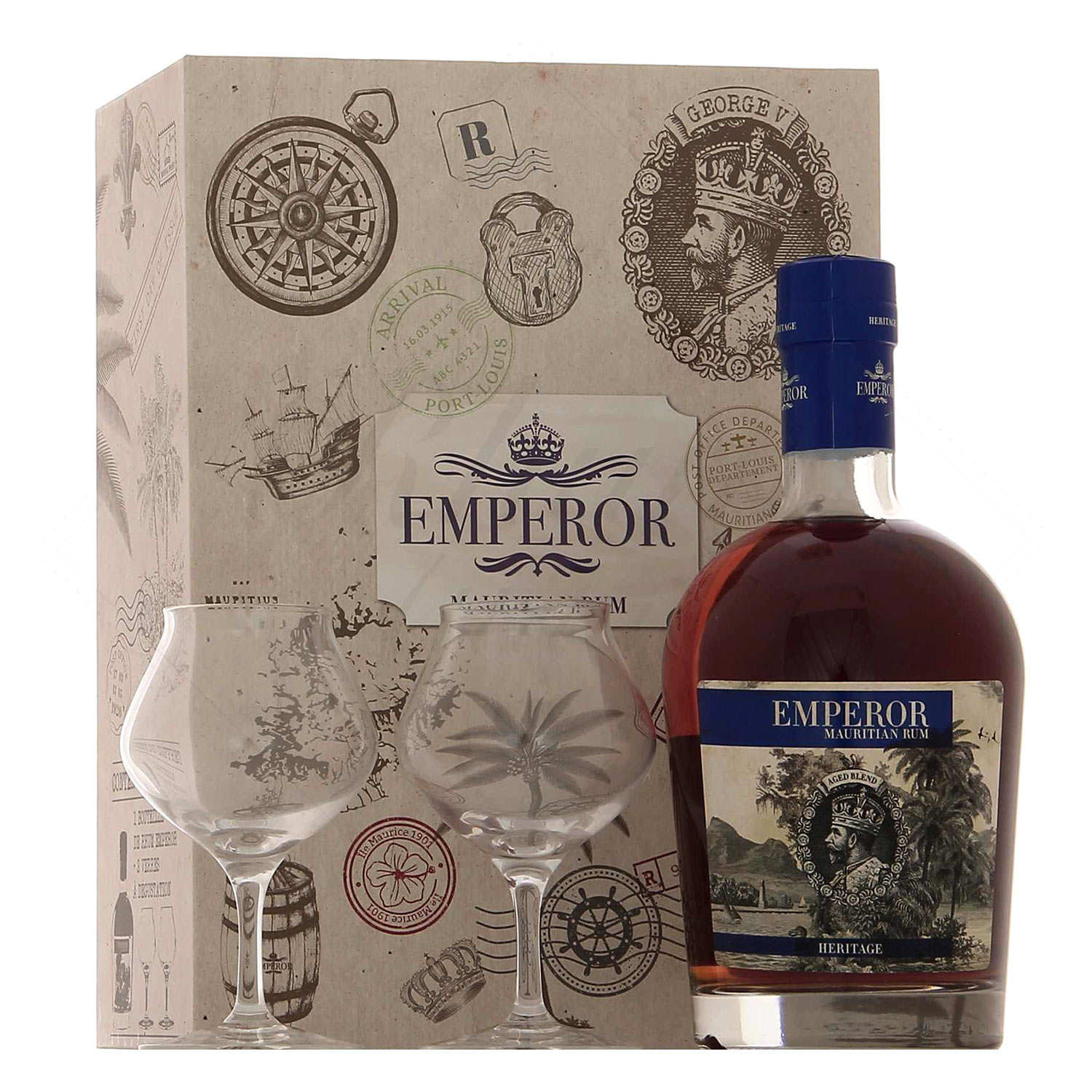 Emperor Heritage - Rum Gift Box With 2 Glasses 40% - Emperor