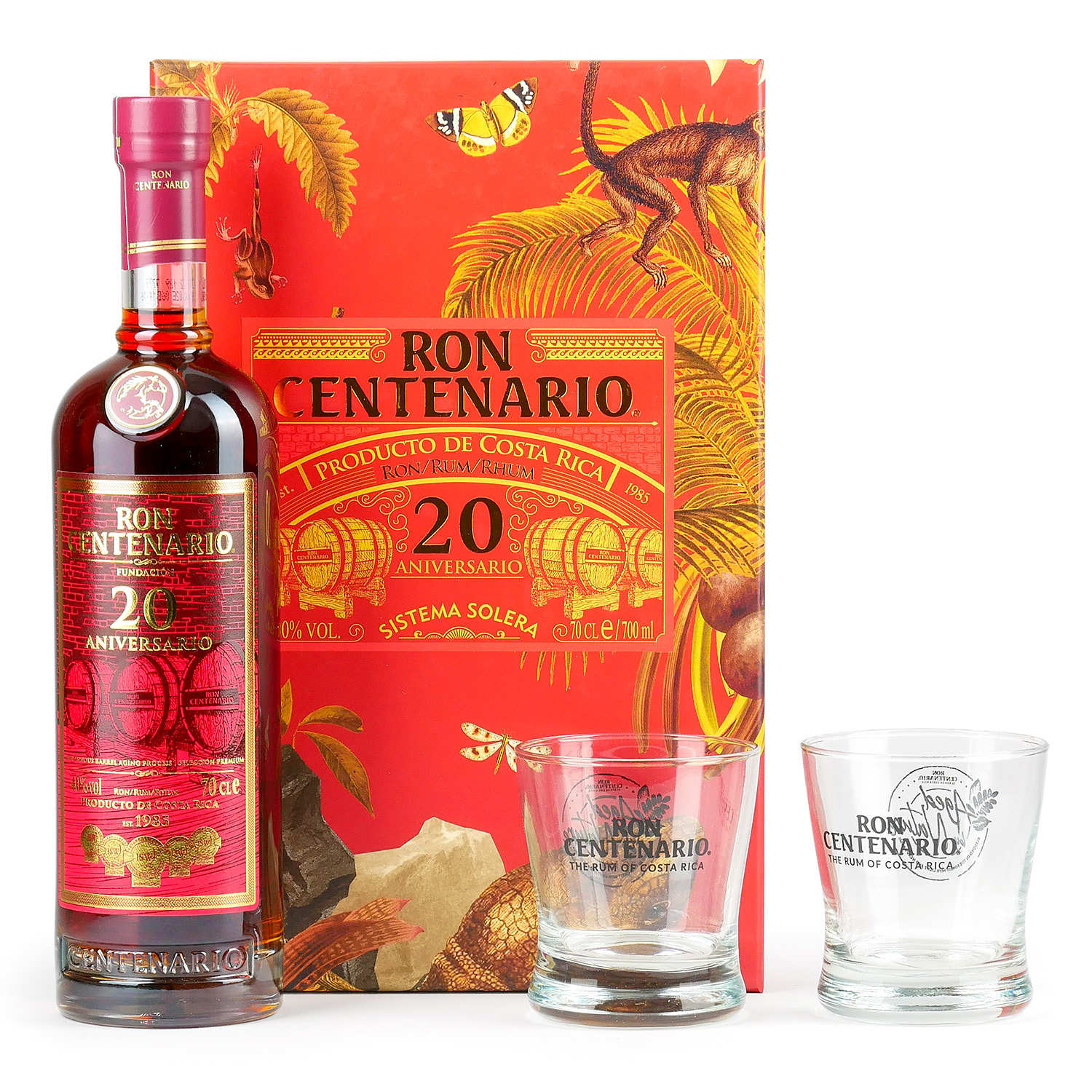 Centenario Rum 20 years old Gift Box With 2 Glasses - Centenario