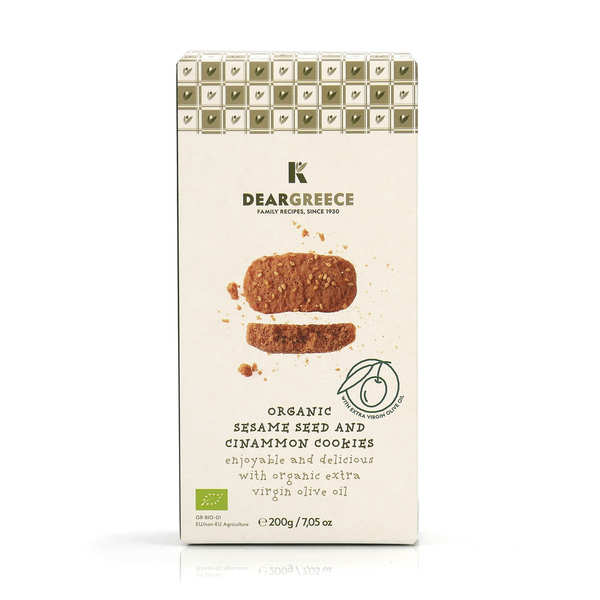 Organic Greek sesame, cinnamon and olive oil biscuits - Dear Grece