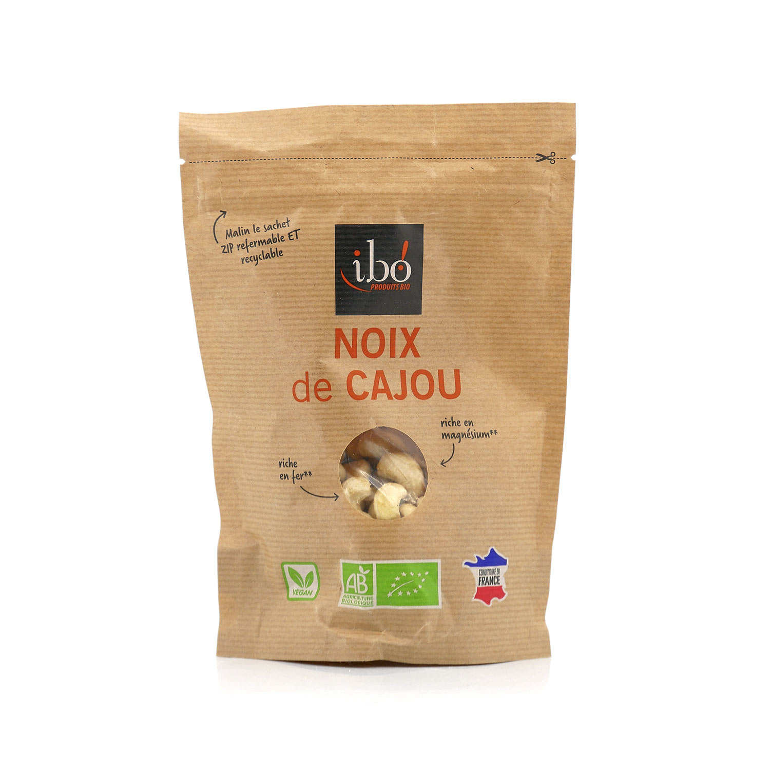 Organic cashew nuts, non roasted, non salted - Ibo Produits Bio