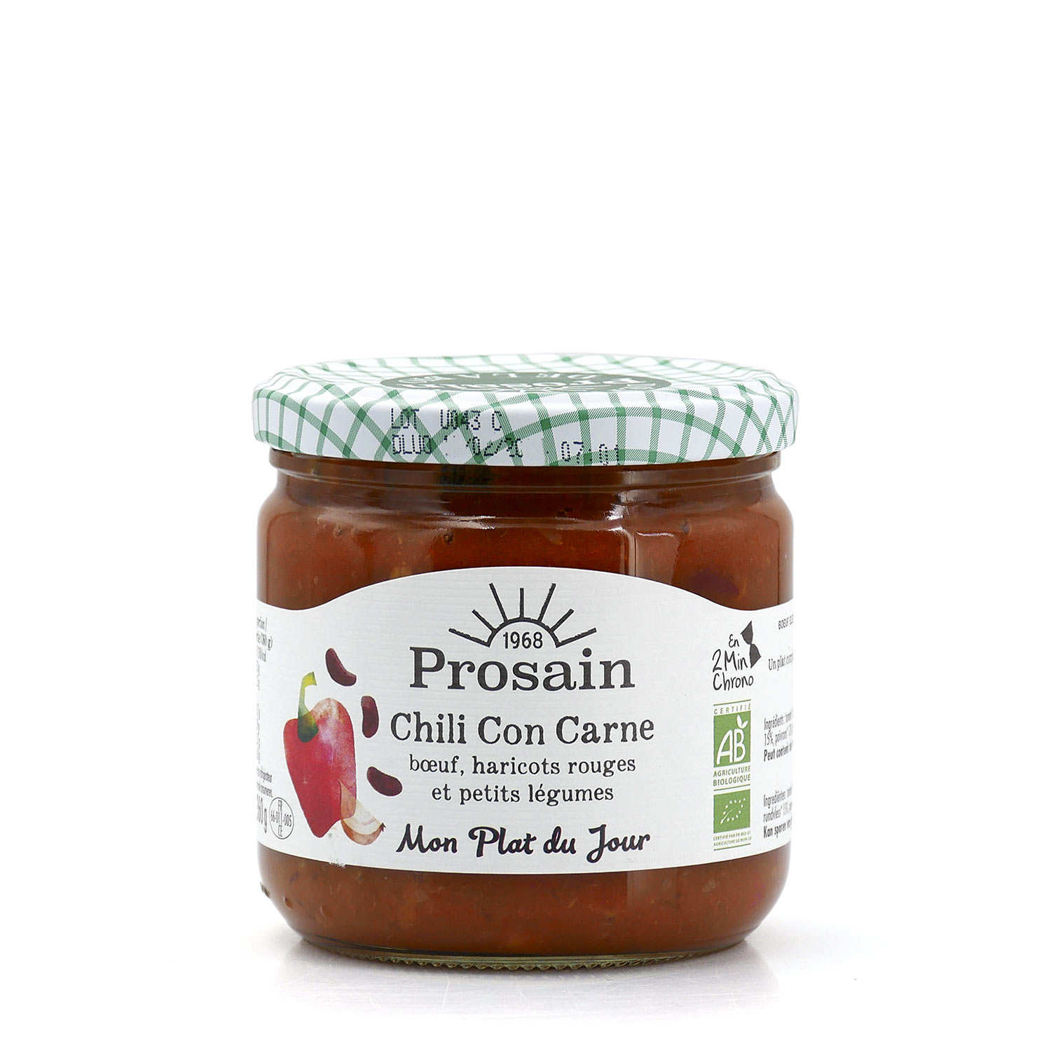 Chili con carne bio au bœuf et aux haricots rouges - Prosain