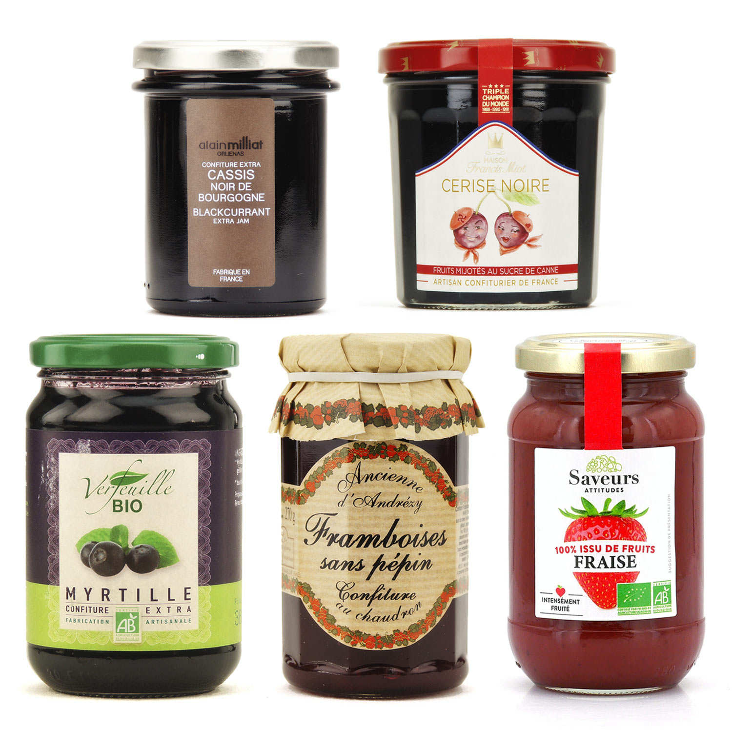 Assortiment découverte de confitures aux fruits rouges