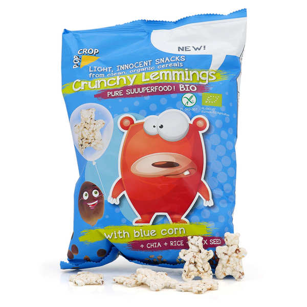 Crunchy Lemmings - Organic multigrain popcorn snack - Blue Corn
