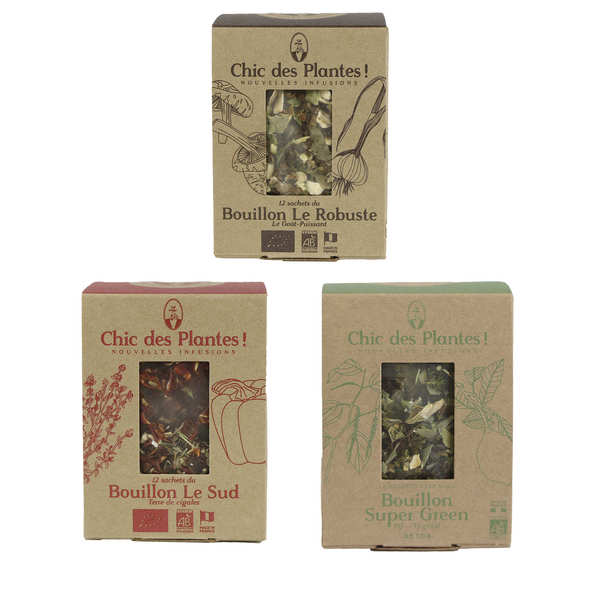 Assortiment de 3 bouillons bio - Chic des plantes Assortiment de 3 bouillons bio - Chic des plantes