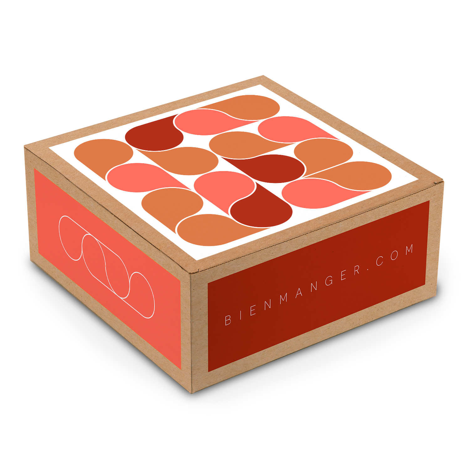 Small Square Gift Box With Geometric Red Design - BienManger.com