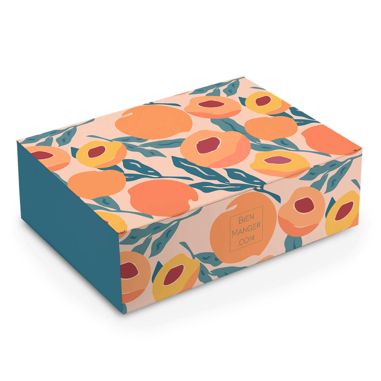Small Square Gift Box With Peaches Design - BienManger.com
