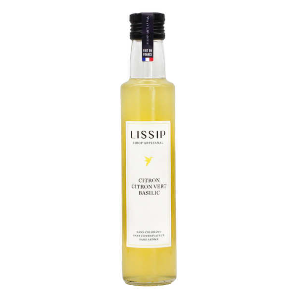 Sirop artisanal de citron, citron vert et basilic - Lissip