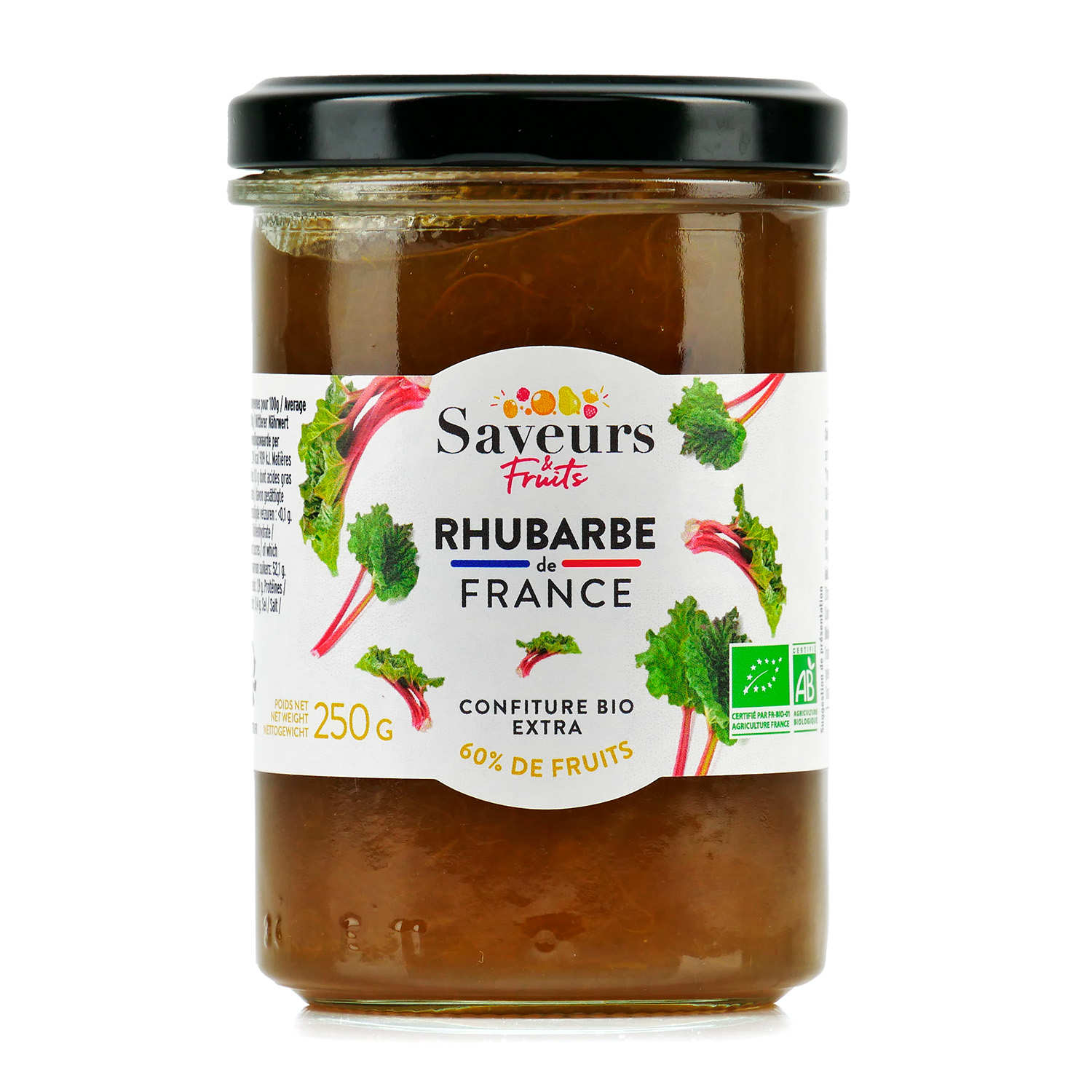 Organic rhubarb fine jam from France - Saveurs et Fruits