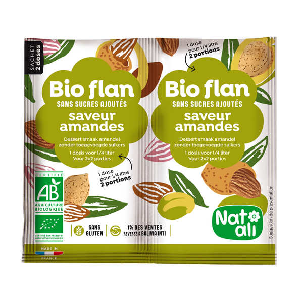 Organic almond flavored flan with no added sugar - Nat-Ali