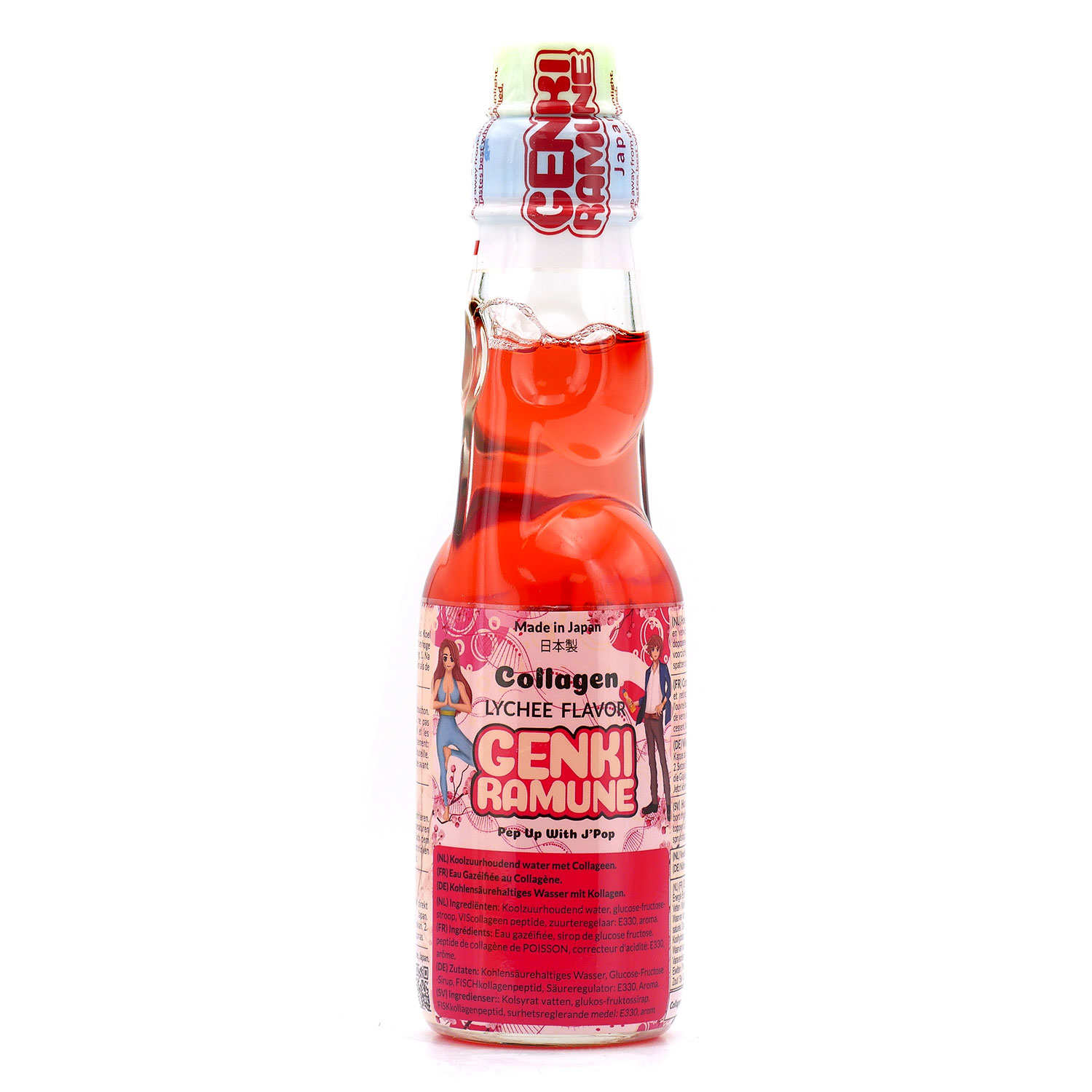 Japanese Lemonade Ramune Litchi Collagen - Genki Ramune
