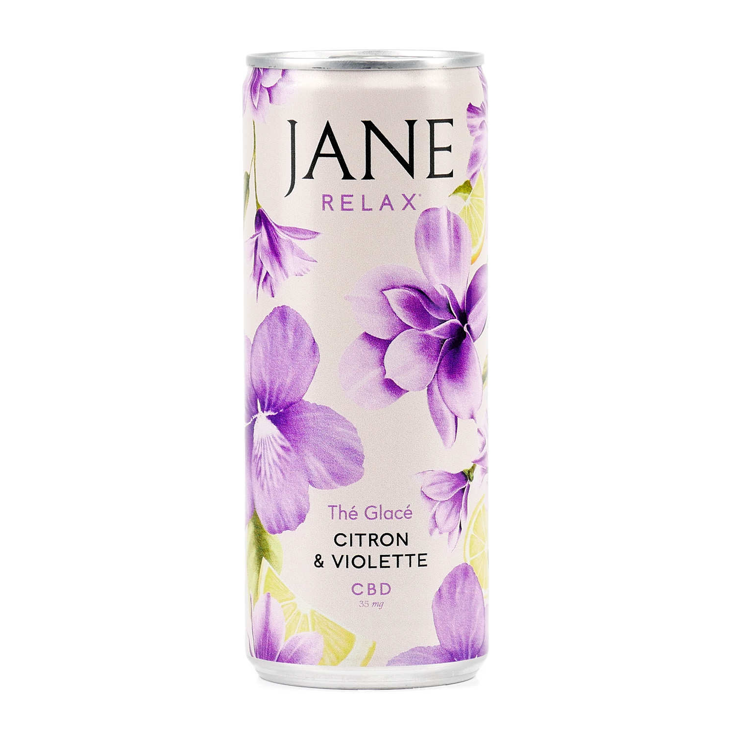 Jane Relax - Thé glacé bio thé vert, citron, violette et CBD (35mg ...