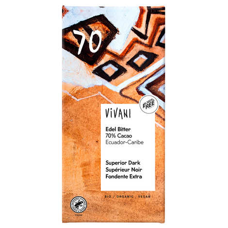 Chocolat noir supérieur bio et vegan 70% de cacao - Vivani - Vivani