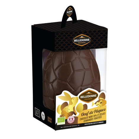 74% dark chocolate egg with organic almonds - Belledonne Chocolatier