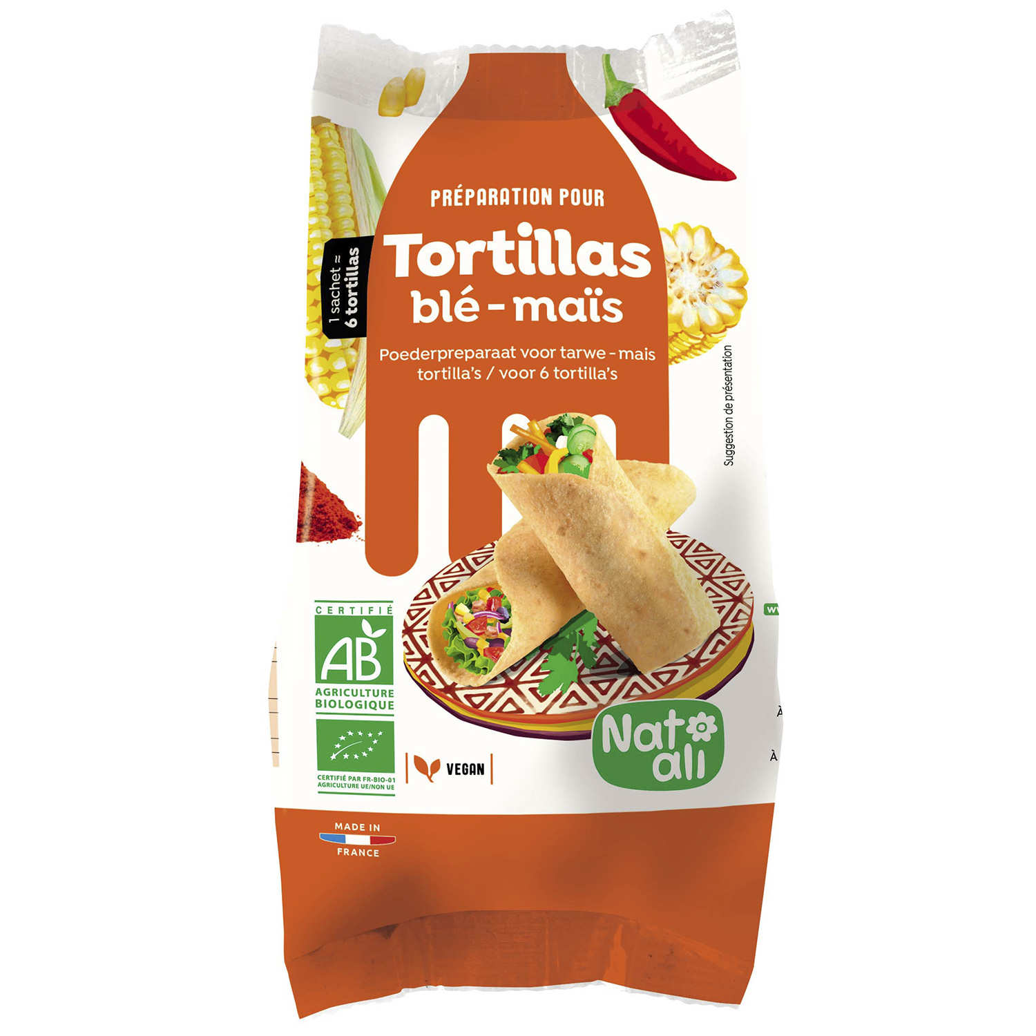 Organic wheat and corn tortilla mix - Nat-Ali