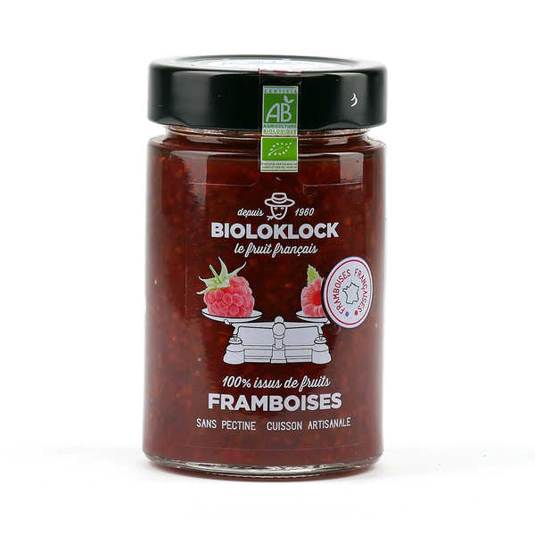 100% from fruit - Low fat organic raspberry jam - Bioloklock