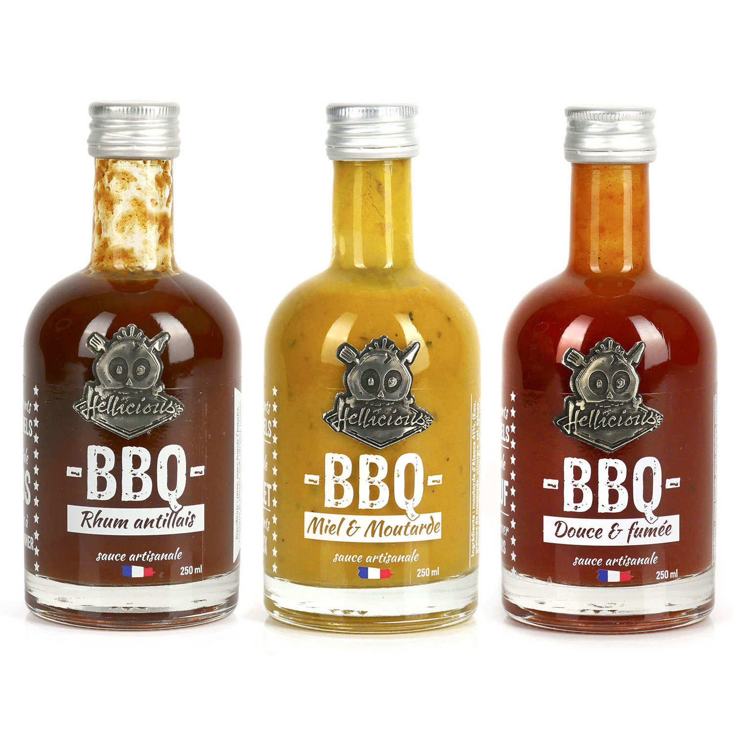 Assortment of 3 Hellicious BBQ sauces (smoke, honey, rum) - Hellicious ...