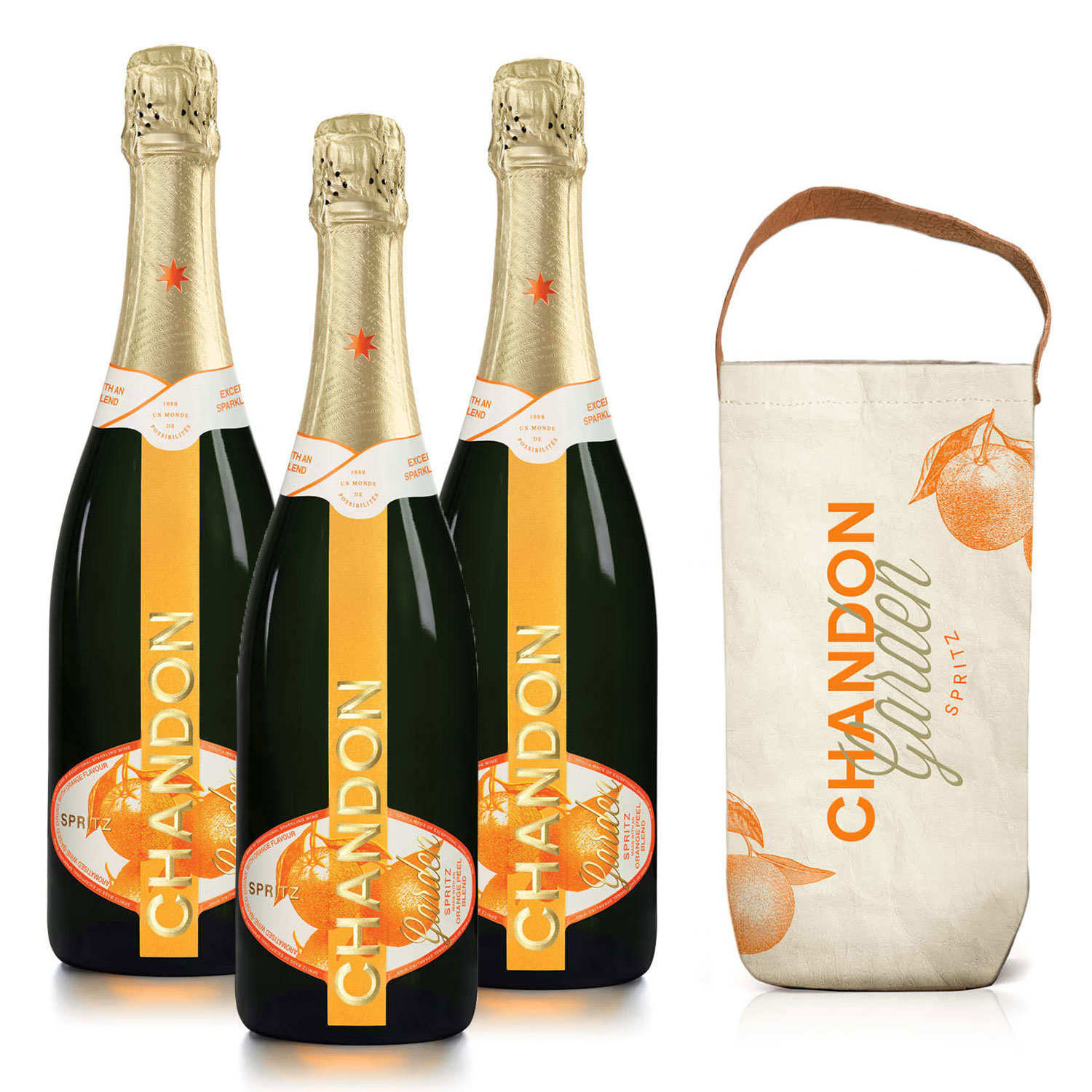 Assortiment de 3 bouteilles CHANDON Garden Spritz et une ice jacket ...