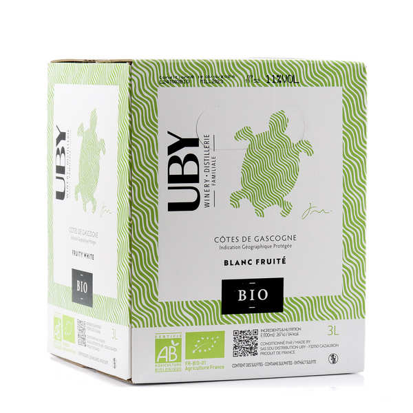 UBY Bio Fruity white wine from Gascony in 3L bib - Domaine UBY
