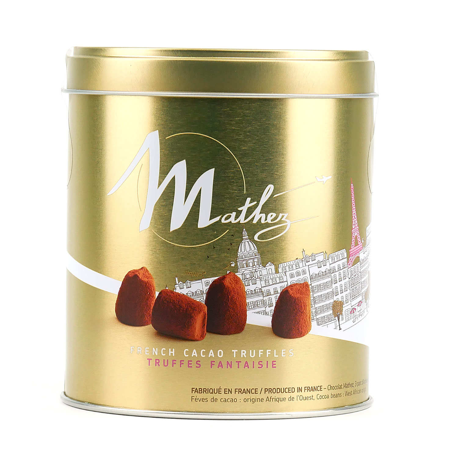 Fancy truffles with crispy crepe pieces - Tin box - Chocolat Mathez
