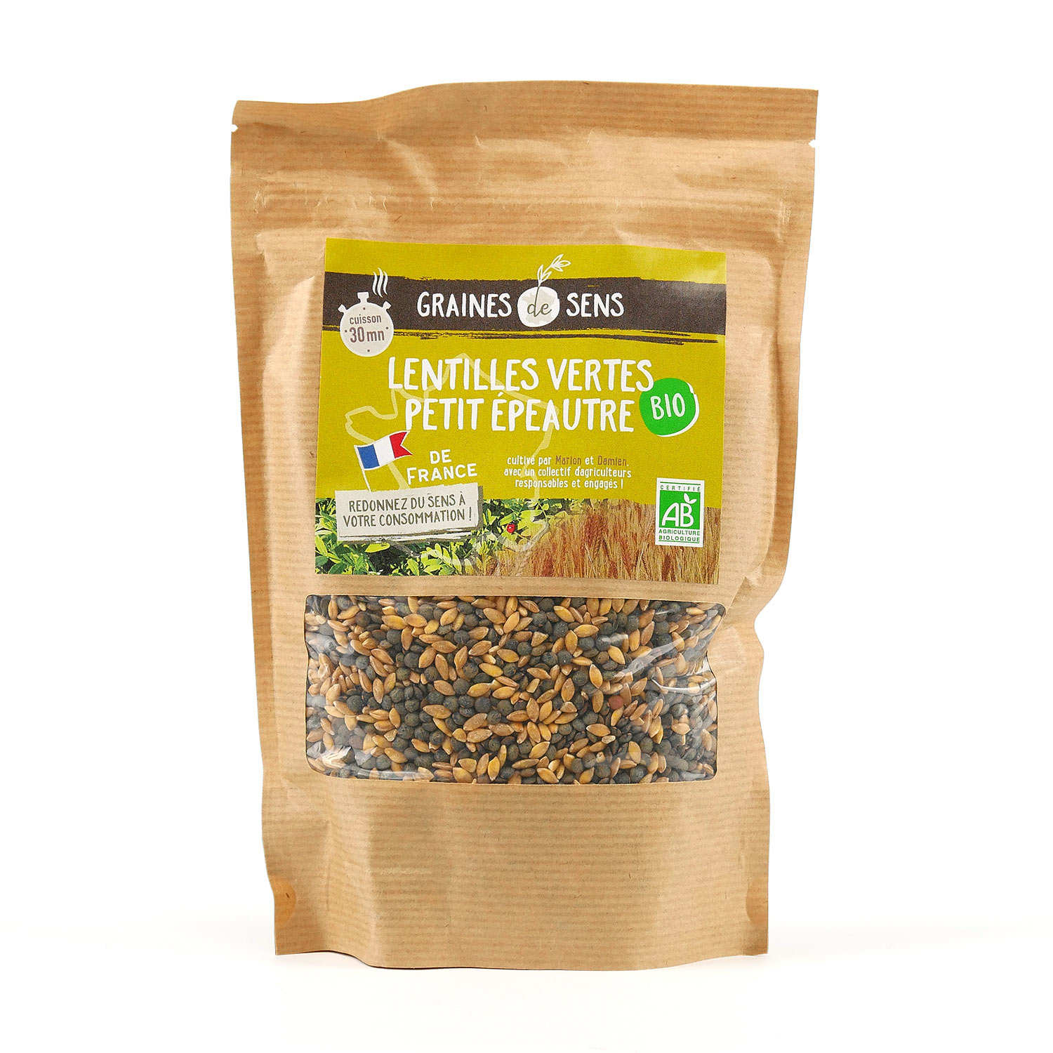 Organic Small Spelt / Green Lentils Mix - Graines de sens